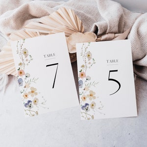 Wildflower Table Number Template, Spring Wedding Table Card - Etsy