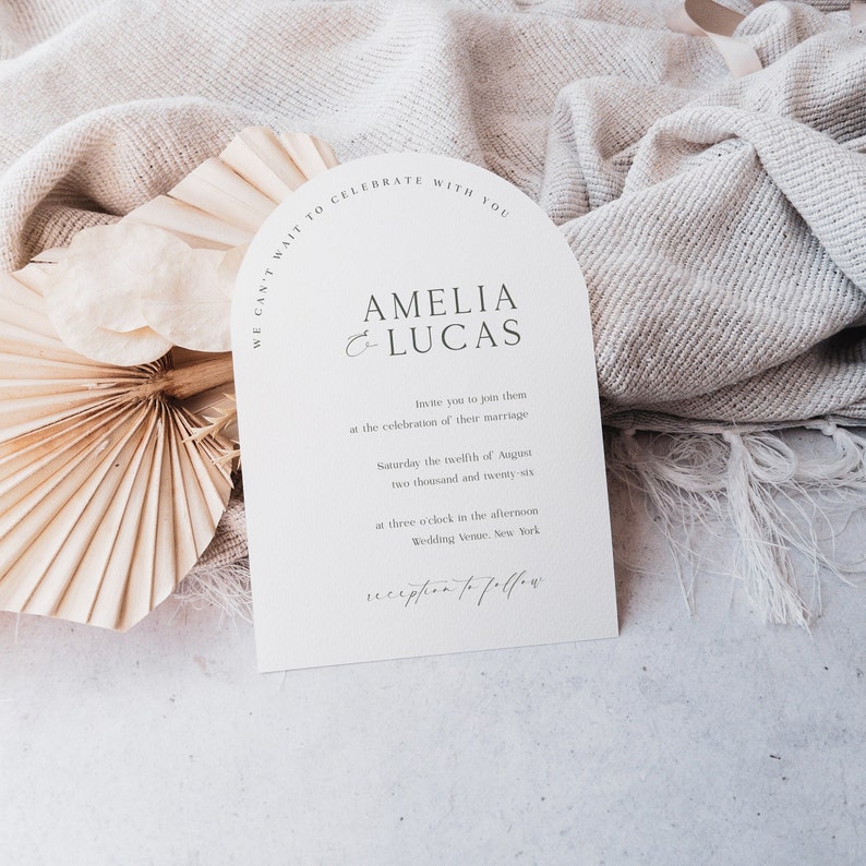 Printable Arch Wedding Invitation Template Suite in Sage Green, Moss ...