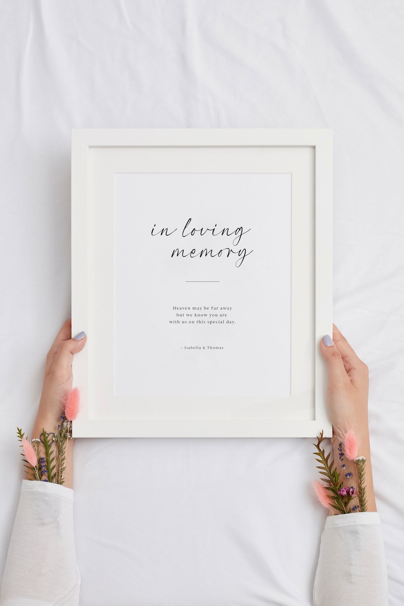 In Loving Memory Wedding Table Sign Minimalist Handwritten - Etsy