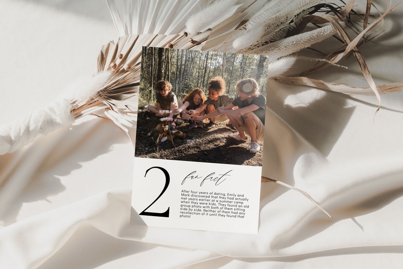 Modern Table Number Template With Photo and Fun Facts Love - Etsy