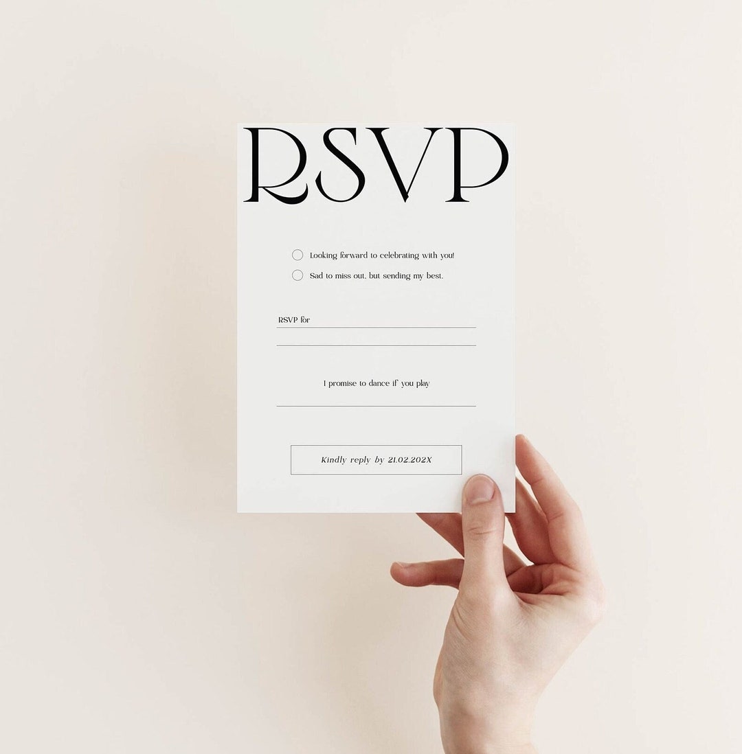 Printable RSVP Template With QR Code, Minimalist Modern Printable Response Card, Simple Reply ...