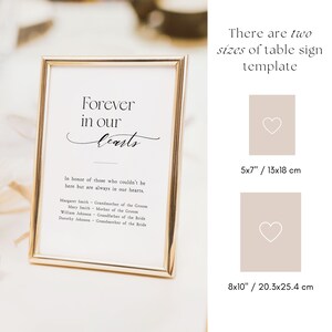 In Loving Memory Wedding Table Sign Design, Memorial Reception Table ...