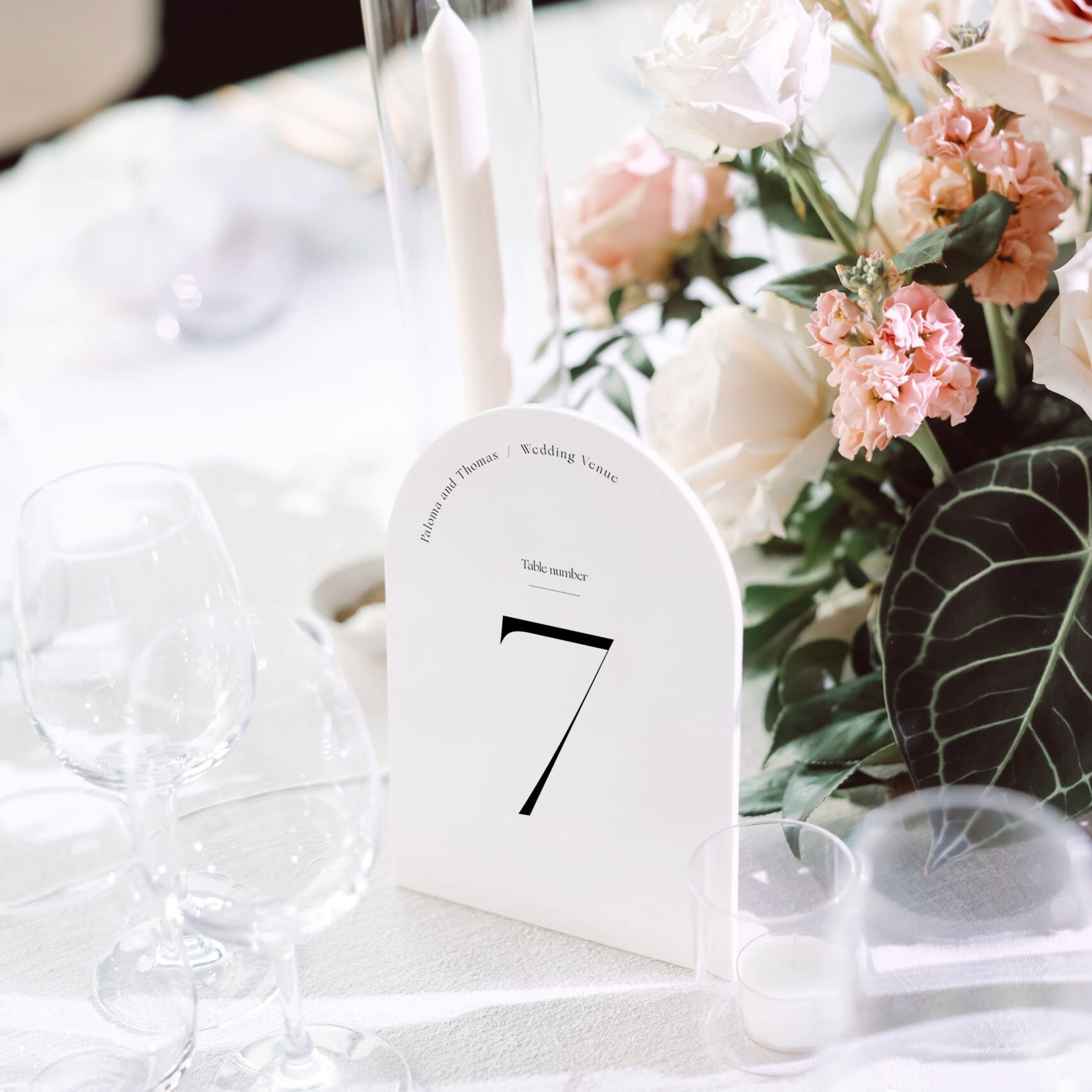Printable Arch Table Number Template, Modern Wedding Table Card Arched ...