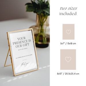 Printable Wedding Gift Table Sign Template, Simple and Minimalist Gift ...