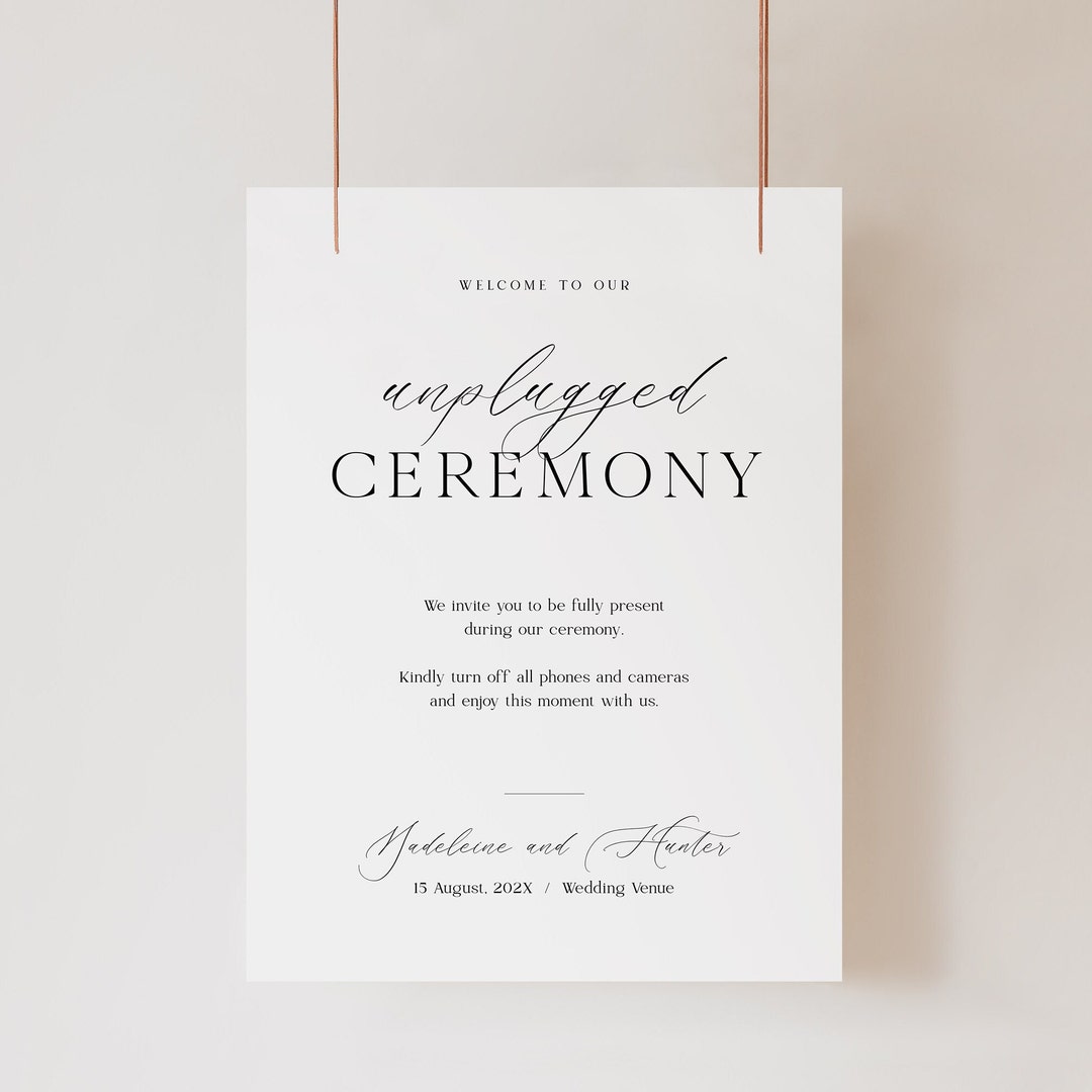 Unplugged Wedding Ceremony Sign Template, Printable Minimalist ...