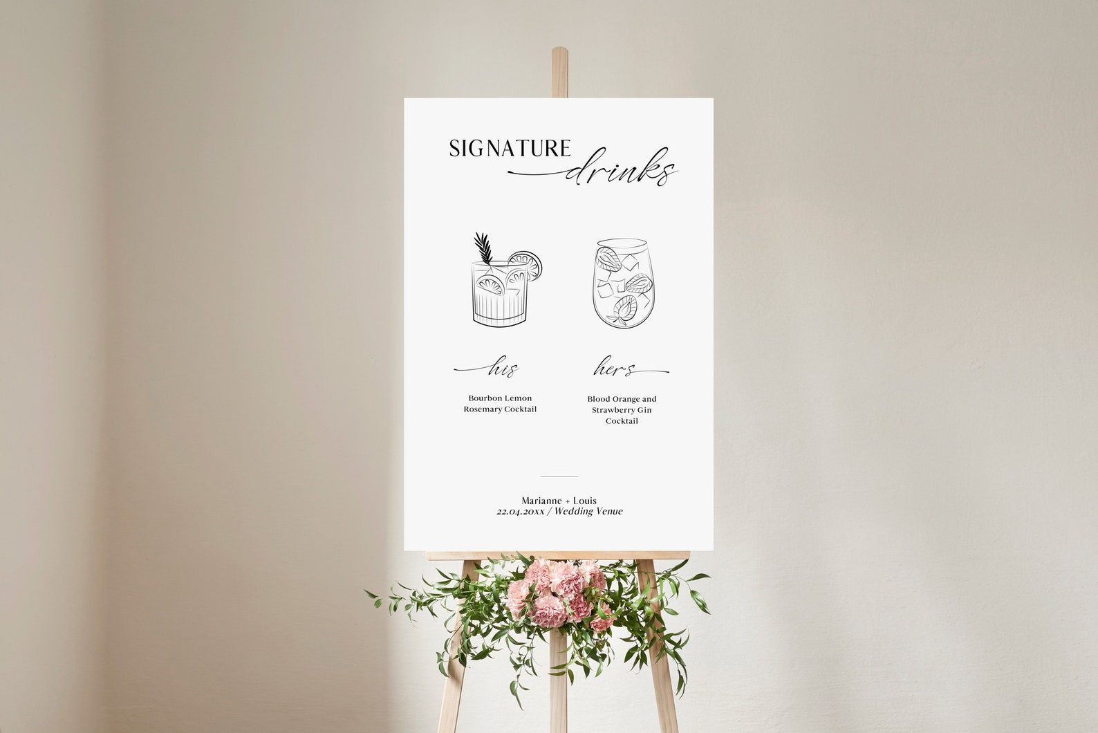 Printable Signature Cocktails Sign With Cocktail - Etsy