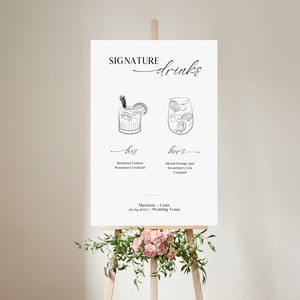 Printable Signature Cocktails Sign With Cocktail - Etsy