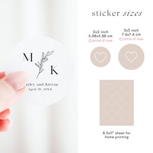 Round Wedding Logo Sticker Template With Greenery, Editable Save Our ...