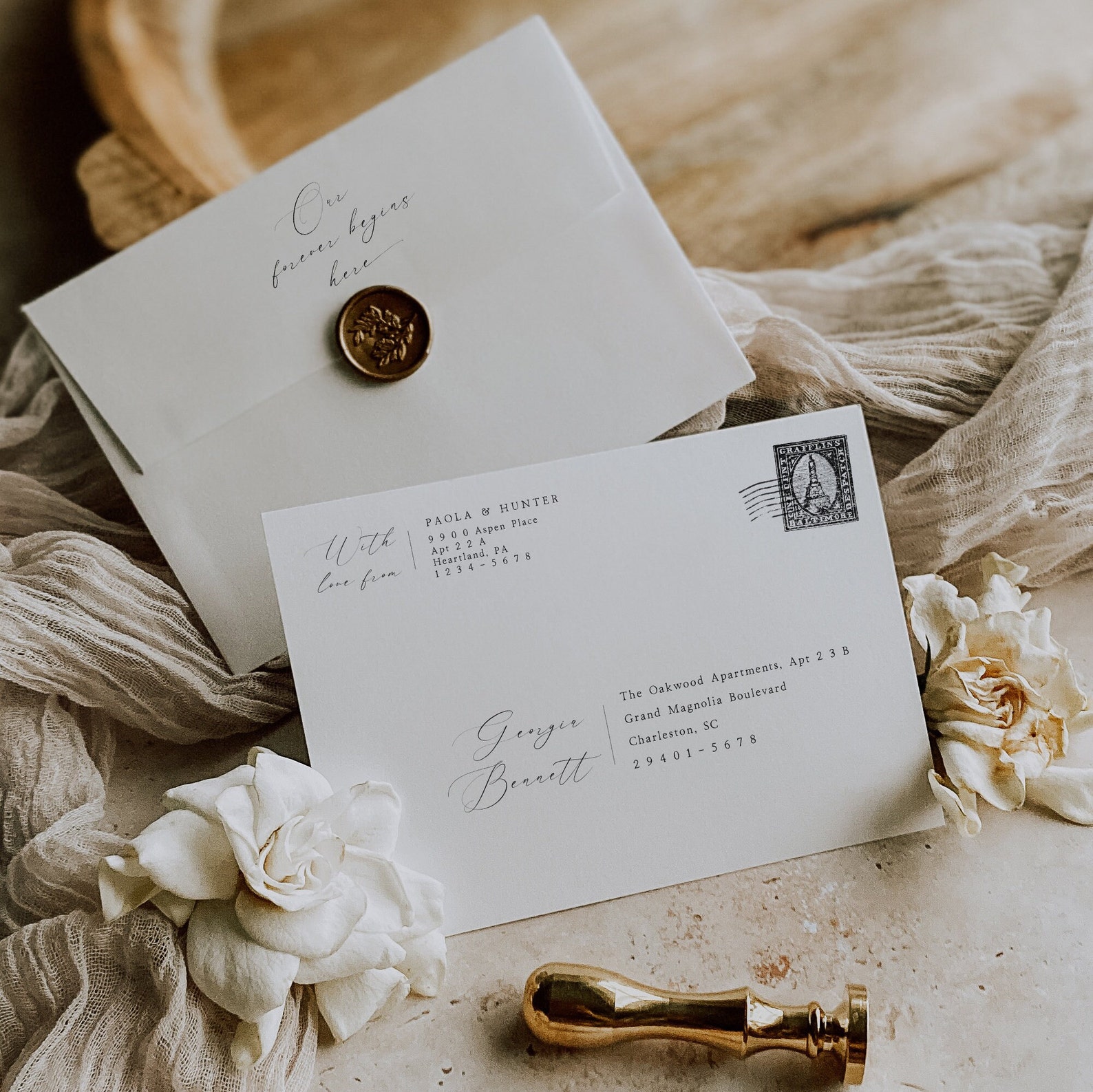 Minimalist Calligraphy Envelope Template, Wedding Addressed Envelope ...