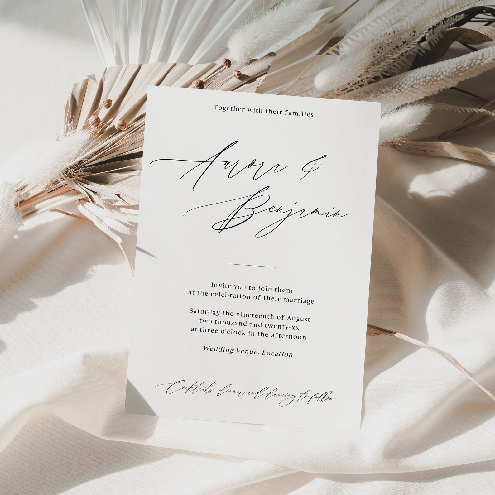 Half Arch Wedding Invitation Template Suite, Dusty Pink Printable ...