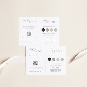 Printable RSVP + Wedding Attire Card Template With QR Code, Guest Dress ...