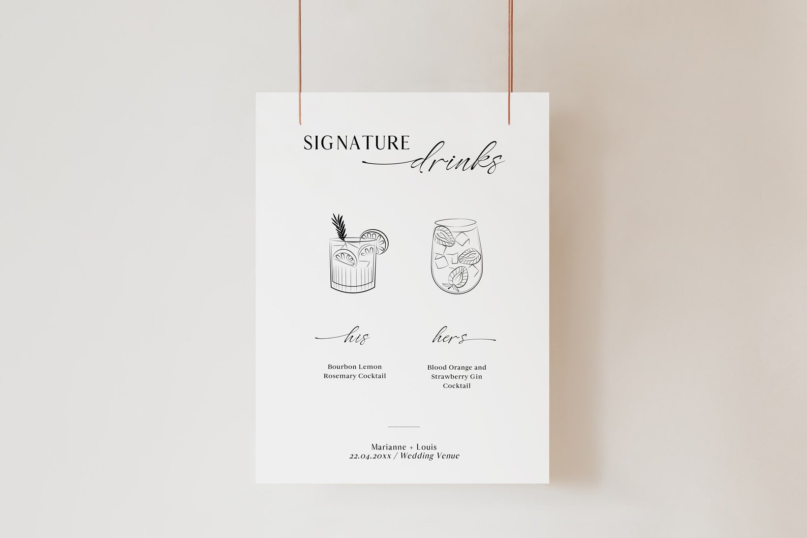 Printable Signature Cocktails Sign With Cocktail - Etsy