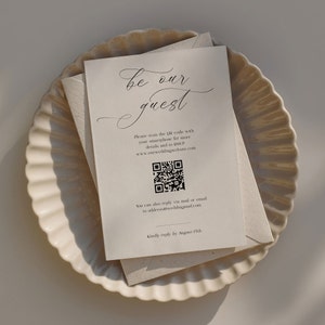 Printable RSVP + Wedding Attire Card Template With QR Code, Guest Dress ...