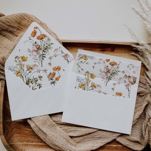 Printable Floral Envelope Liner Template, Watercolor Wildflowers ...
