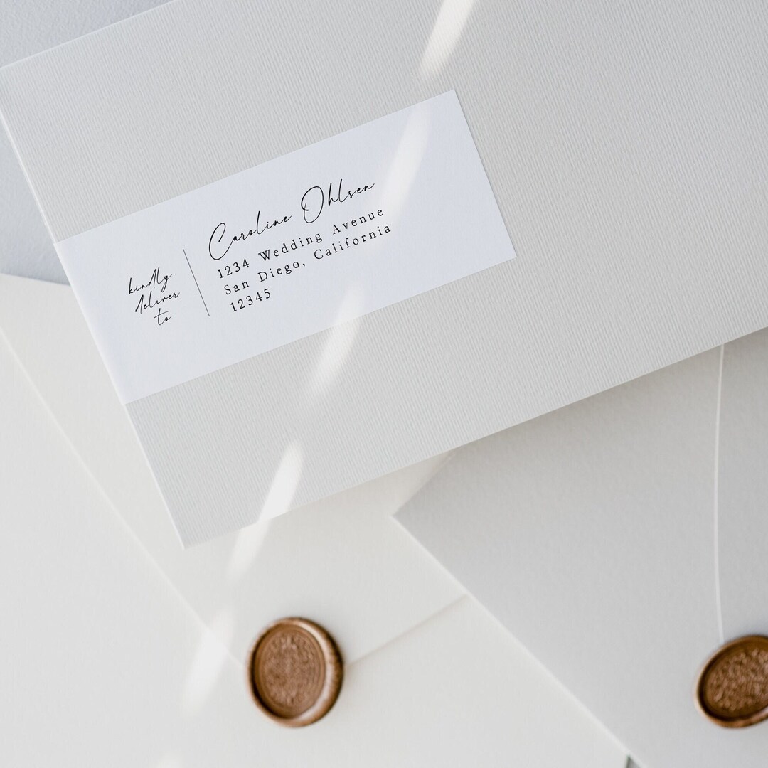 Printable Address Label Template With Calligraphy Font, Minimalist Wrap ...