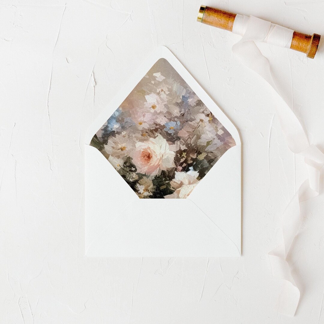 Printable Rose Envelope Liner Template, Printable Rose Fine Art Wedding ...