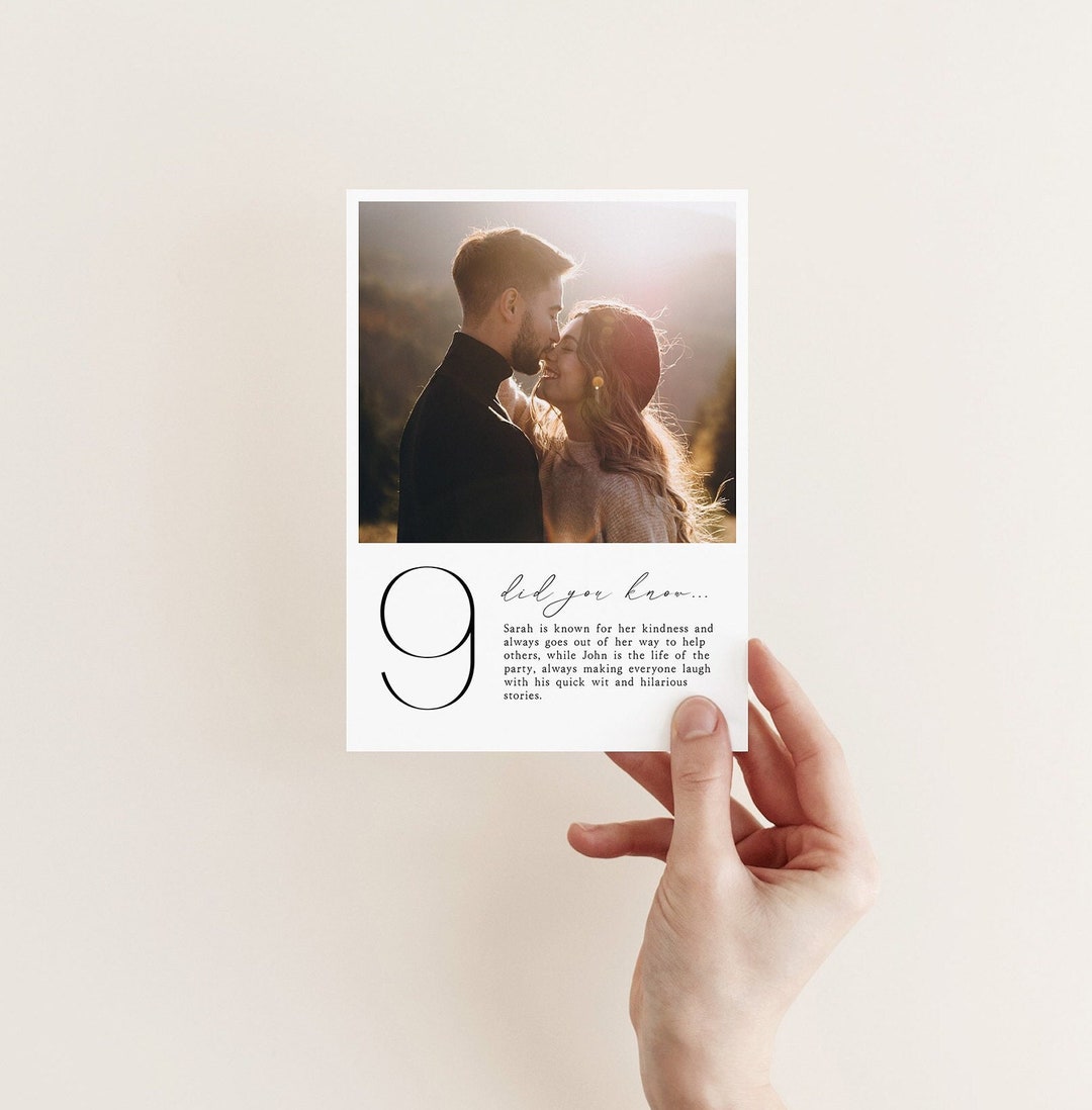 Printable Table Number Template With Fun Facts and Photo, Modern Love ...