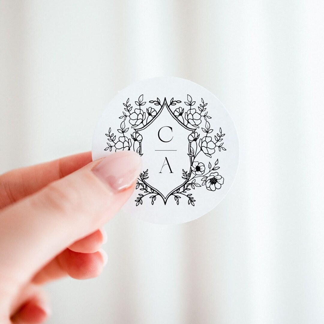 Printable Stickers Template With Wedding Crest, Editable Wedding ...