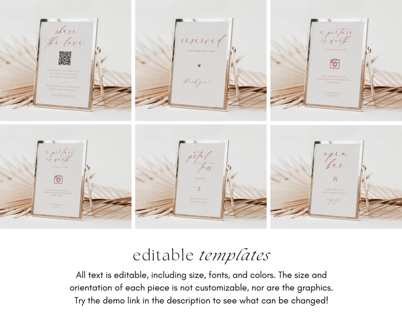 Blush Wedding Sign Bundle Modern Wedding Signs Template - Etsy