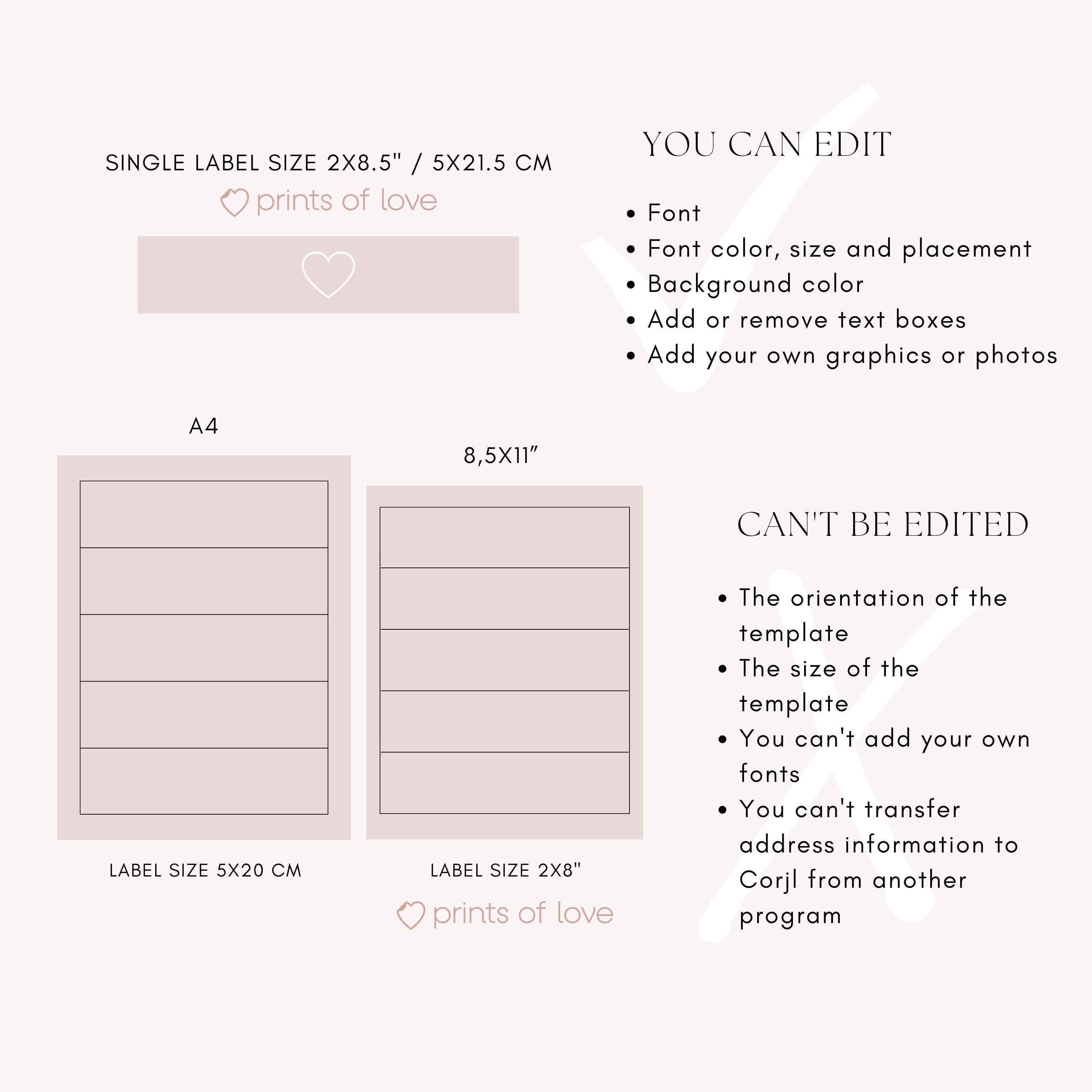 Printable Address Label Template, Minimalist Wrap Around Sticker for ...