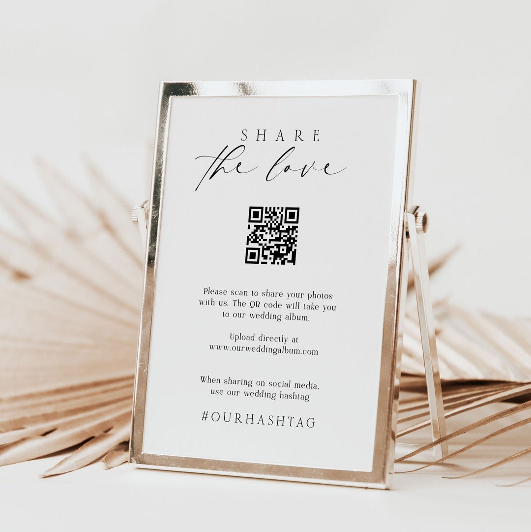 Wedding Hashtag Sign Template With QR Code, Wedding Social Media Sign ...