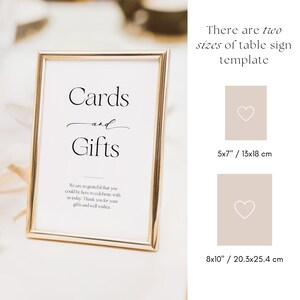 Wedding Gift Table Sign Template, Modern Editable Reception Gift Sign ...