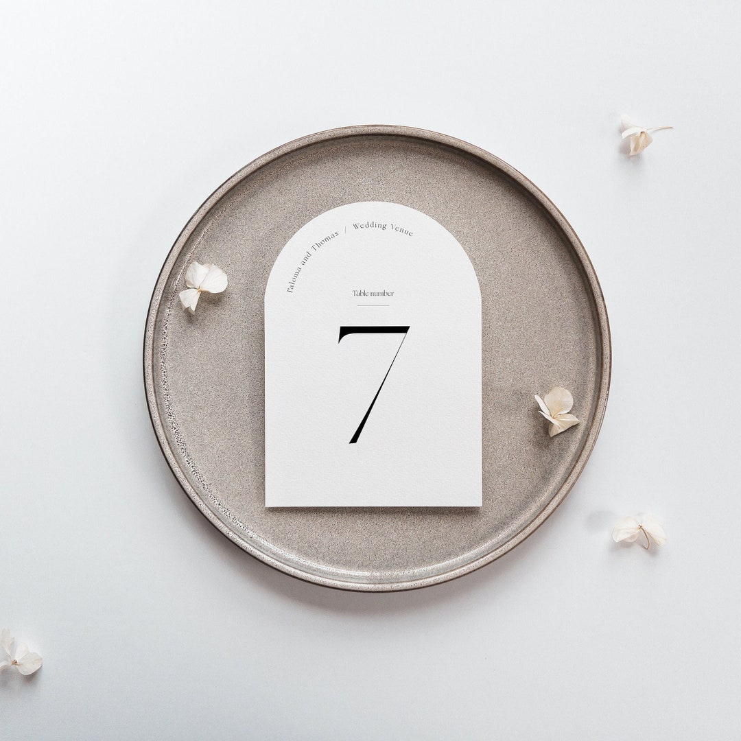 Printable Arch Table Number Template, Modern Wedding Table Card Arched ...