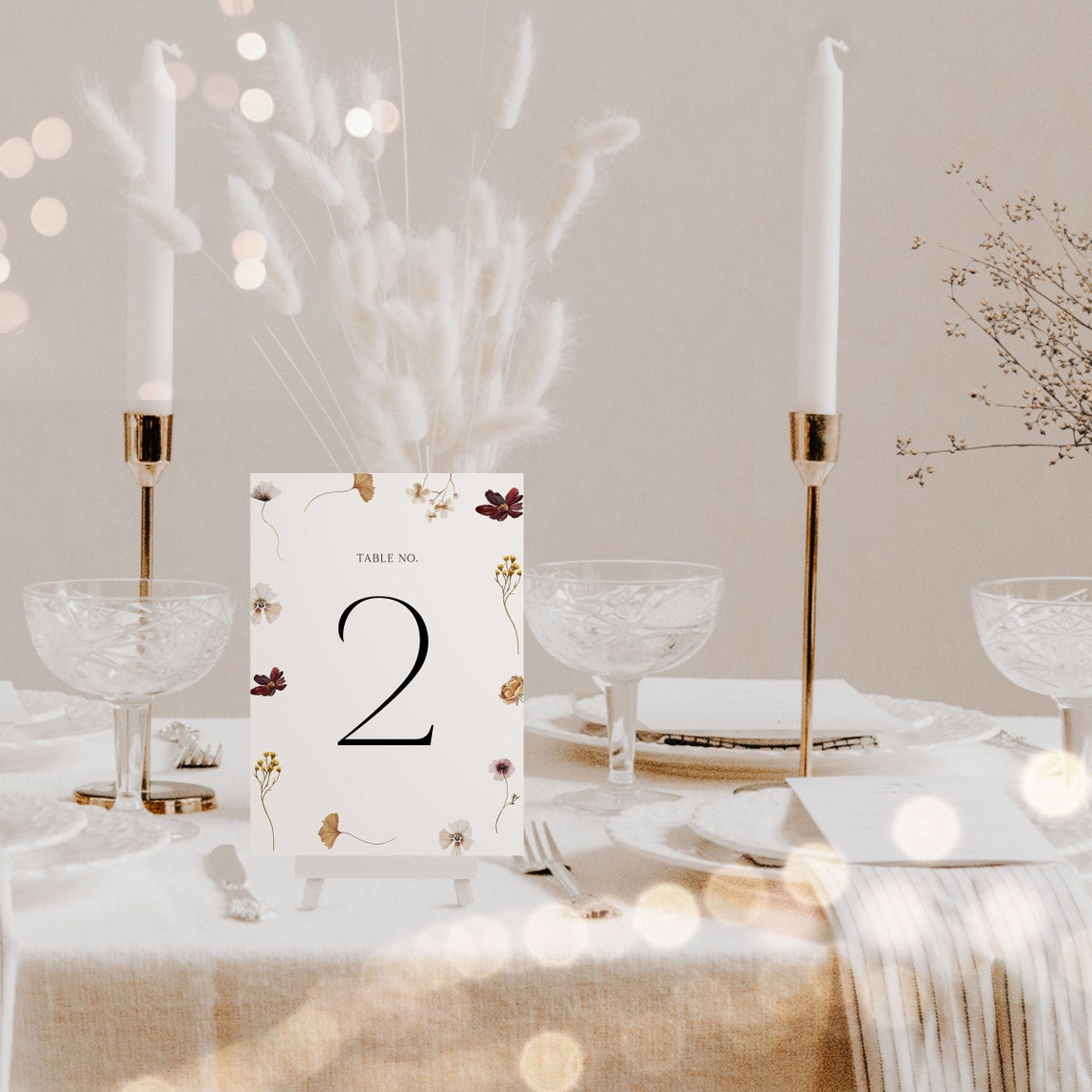 Printable Wildflower Table Number Template, Modern Printable Table ...