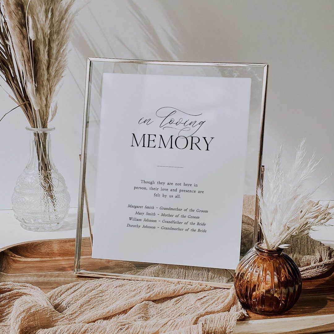 Printable in Loving Memory Wedding Table Sign Design, Memory Reception ...