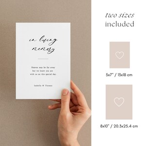 In Loving Memory Wedding Table Sign Design, Memorial Reception Table ...