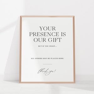 Printable Wedding Gift Table Sign Template, Simple and Minimalist Gift ...
