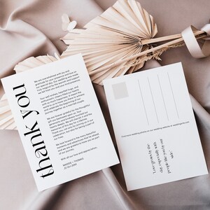 Modern Thank You Card Postcard Template, Minimalist Mailable Editable ...