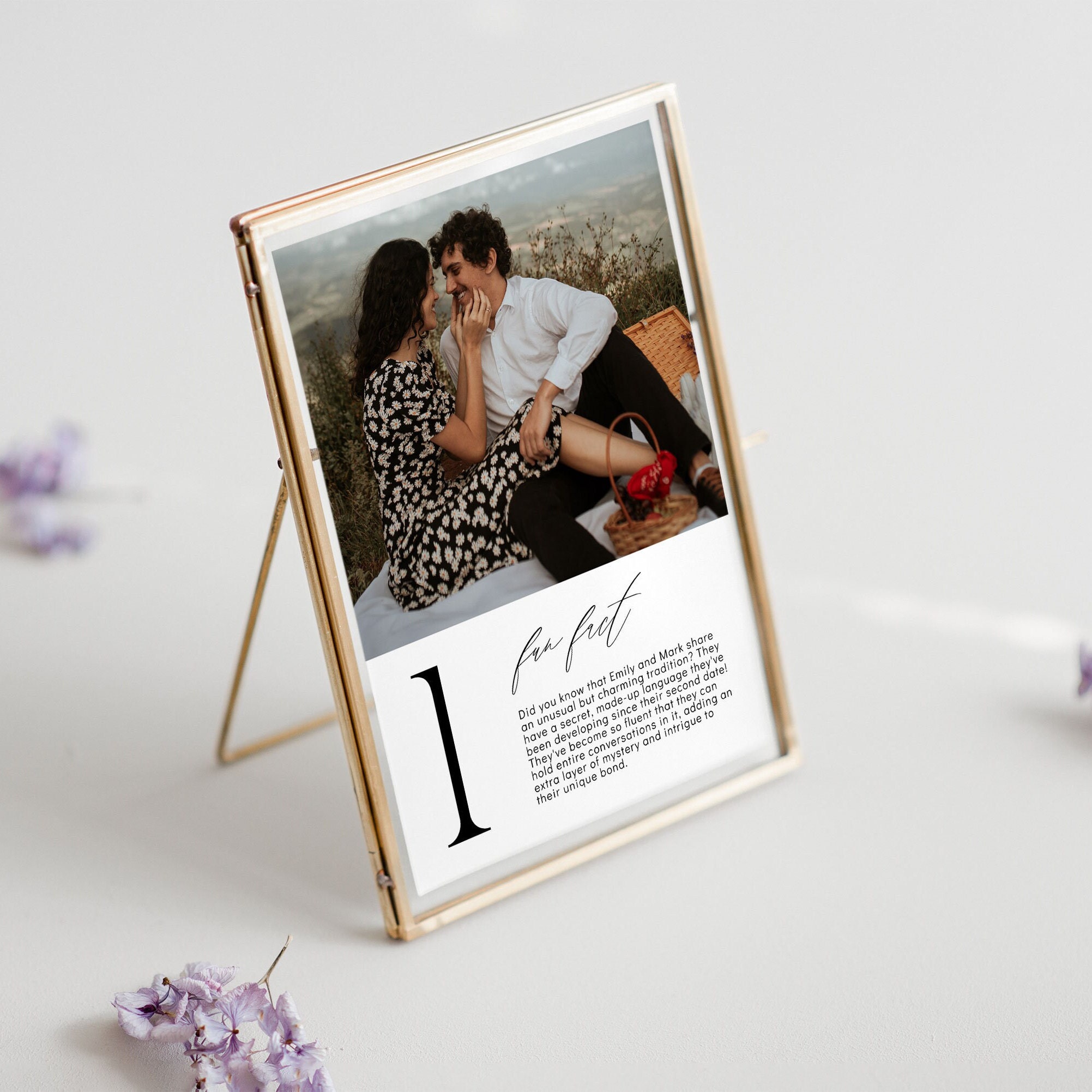 Fun Facts Table Number Template With Photo Modern Love Story Table Sign ...