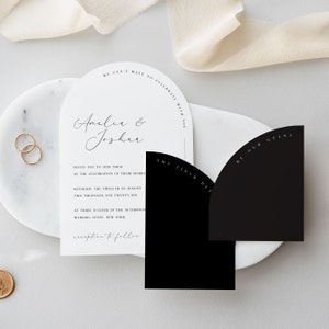 Half Arch Wedding Invitation Template Suite in Black and White - Etsy