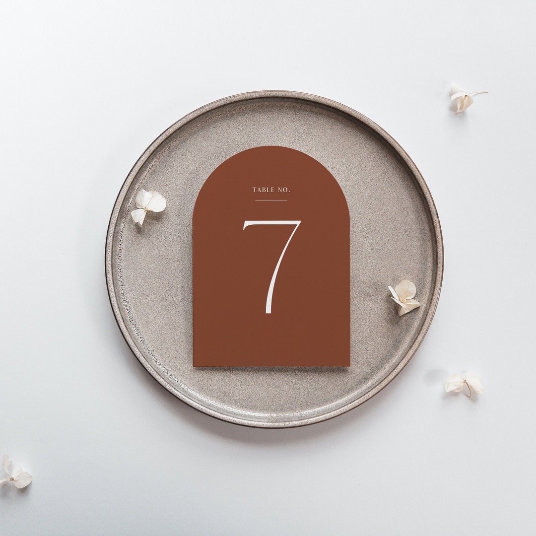 Boho Arch Table Number Template in Terracotta, Modern Table Sign ...