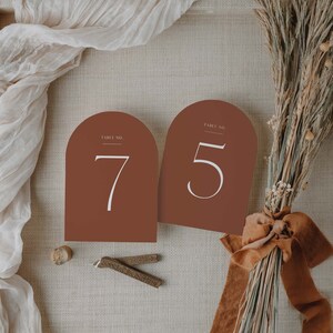 Boho Arch Table Number Template in Terracotta, Modern Table Sign ...