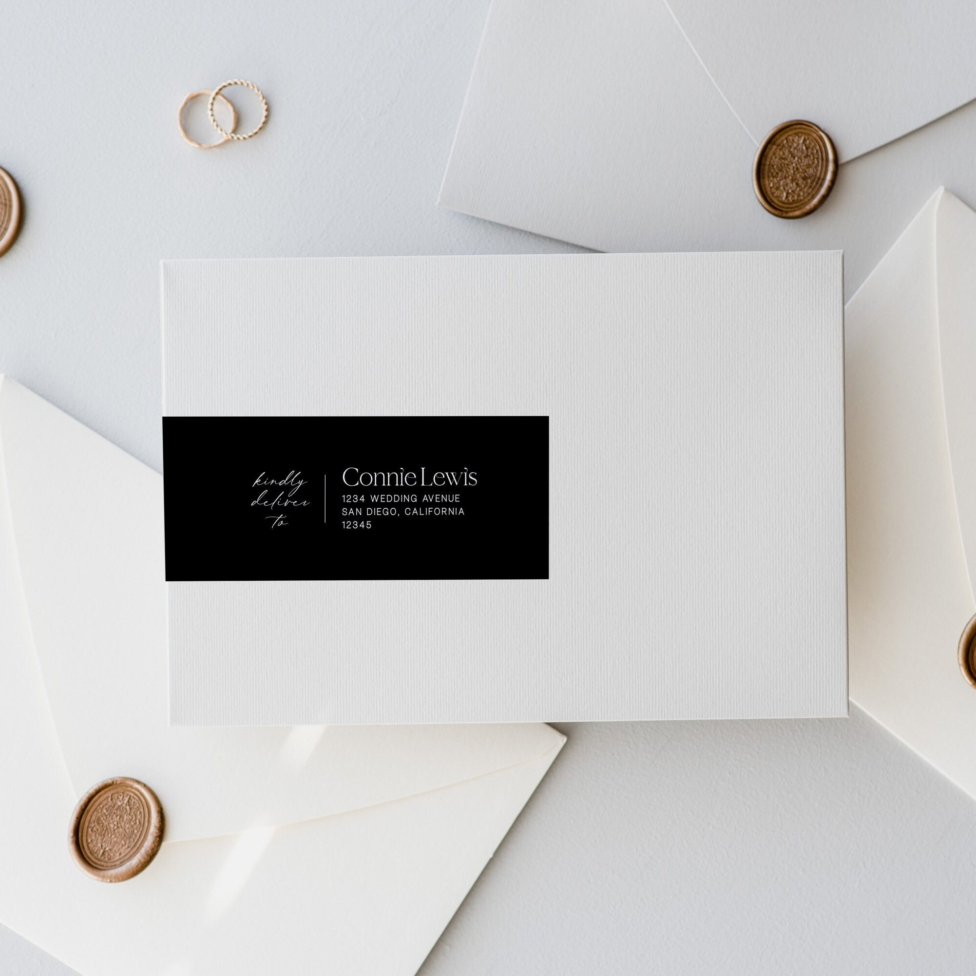 Black Address Label Template for Envelope Addressing Modern Recipient ...