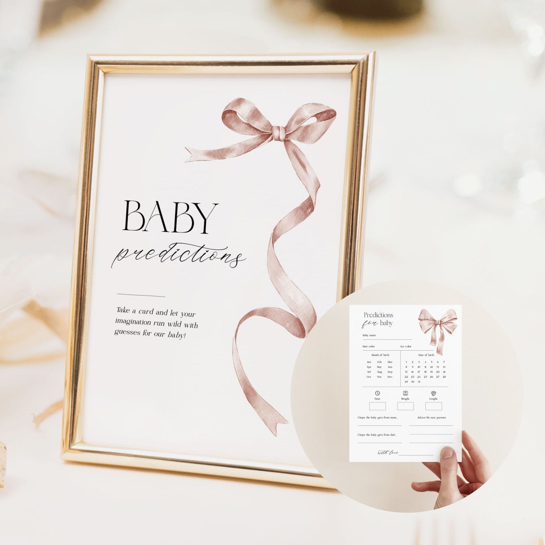 Printable Baby Shower Table Sign Template With Pink Bow, Elegant Baby ...