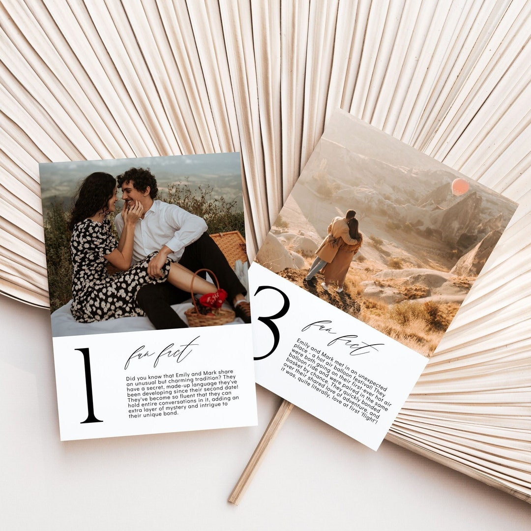 Fun Facts Table Number Template With Photo Modern Love Story Table Sign ...