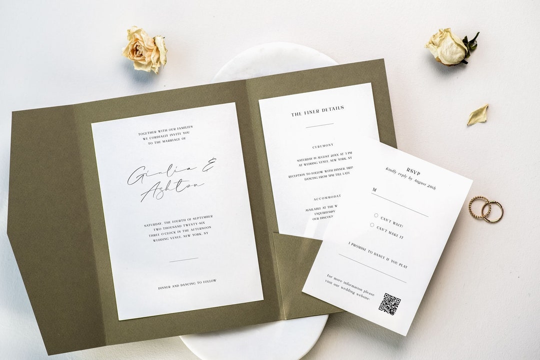 Printable Pocket Wedding Invitation Template Suite, DIY Wedding Set - Etsy