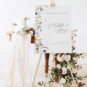 Printable Floral Wedding Welcome Sign With Watercolor Wildflowers ...