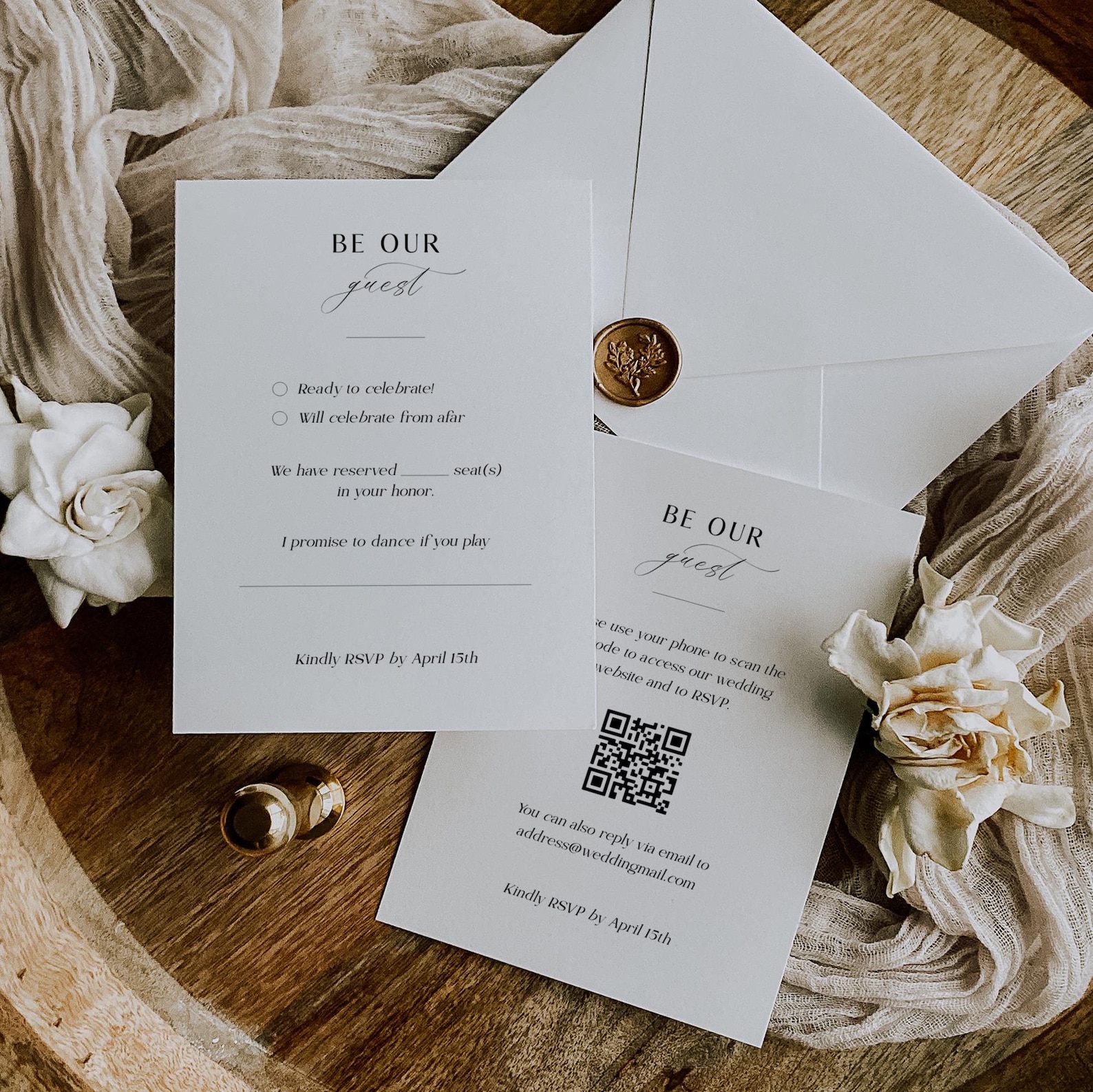 Printable Pocketfold Wedding Invitation Template Suite With QR Code ...