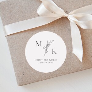 Round Wedding Logo Sticker Template With Greenery, Editable Save Our ...