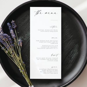 Printable Wedding Menu Template With Calligraphy Font Elegant - Etsy