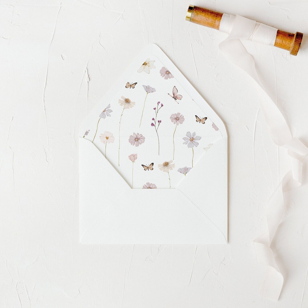 Printable Floral Envelope Liner Template, Watercolor Wildflowers ...