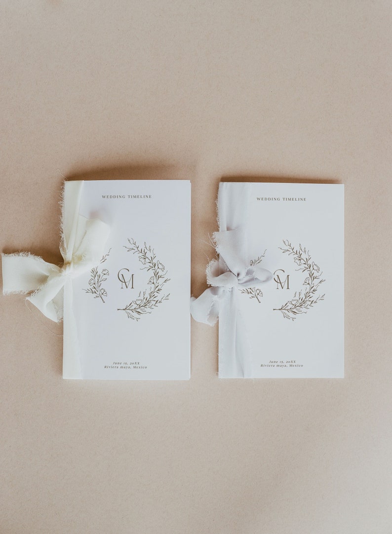Modern Wedding Program Template Elegant Order of Service - Etsy