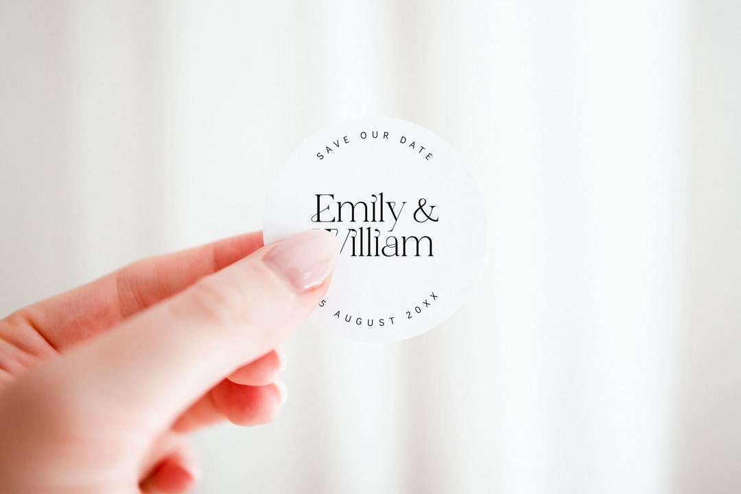 Round Save the Date Sticker Template Editable Save Our Date - Etsy