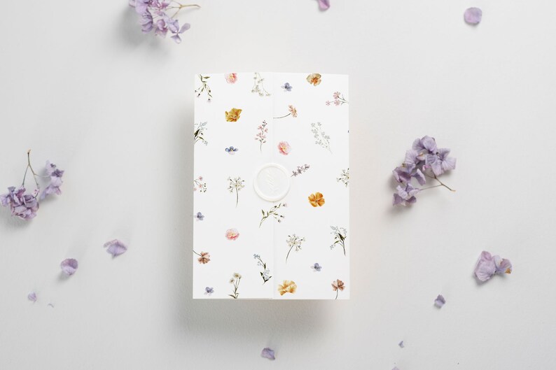 Floral Gatefold Wedding Invitation Template With QR Code - Etsy