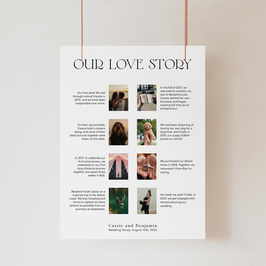 Our Love Story Wedding Sign Template With Photos, Wedding Reception ...