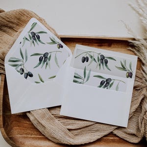 Printable Olive Branch Envelope Liner Template, Watercolor Greenery ...